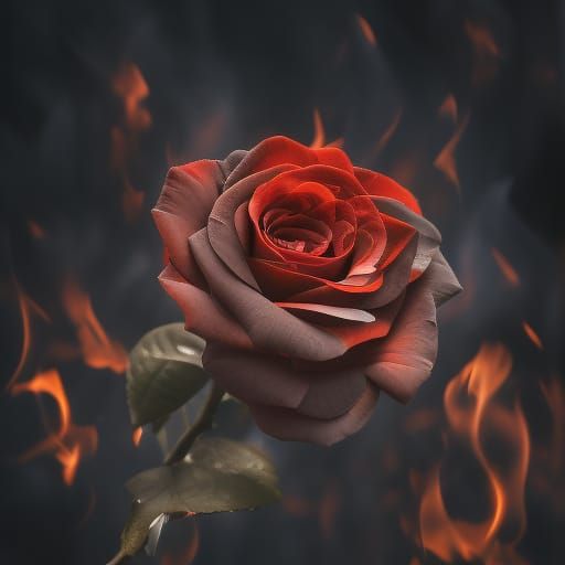 dark red rose on fire - variation : r/nightcafe
