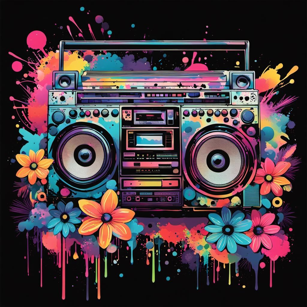 Y2K Graffiti Boombox - Y2K Graffiti Boombox with Maximalist ...