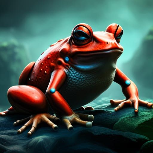 Holographic toad with six arms - AI Generated Artwork - NightCafe Creator
