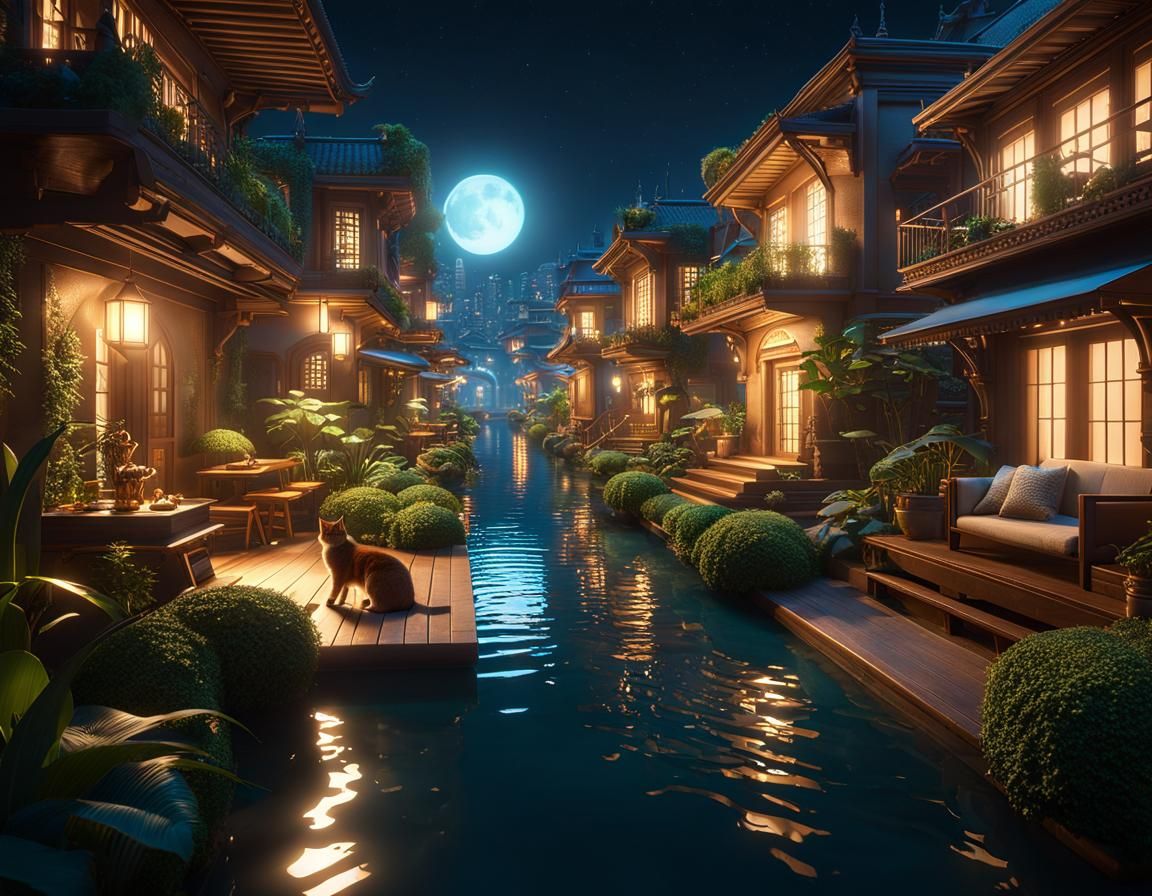 PURRFECTION - Hyperrealistic Cat Utopia at Night