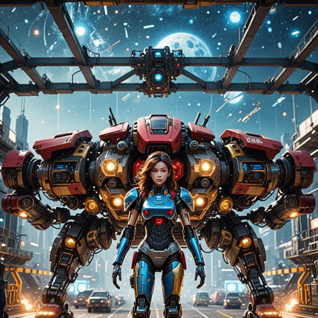 Cyborg Fembot Scientists Oversee Futuristic Space ... - AI Art