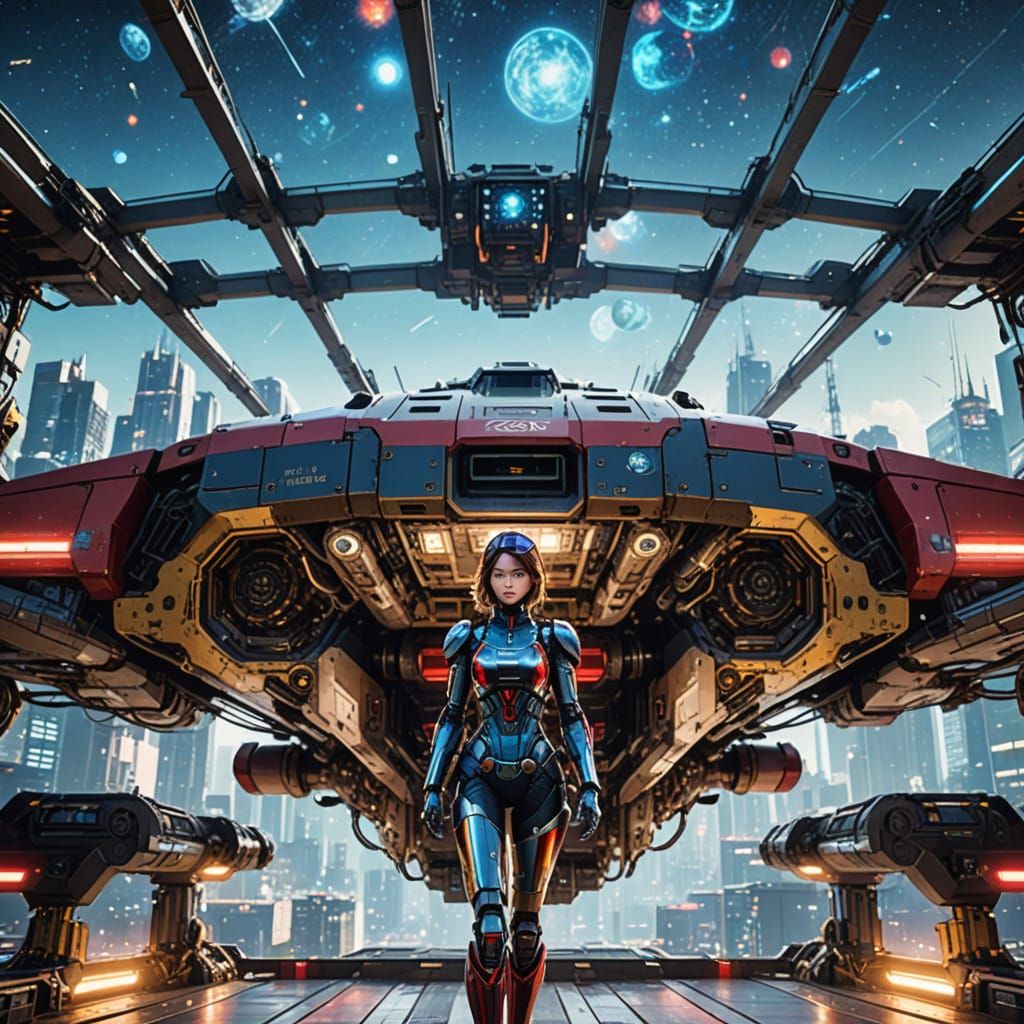 Cyborg Fembot Scientists Oversee Futuristic Space ... - AI Art