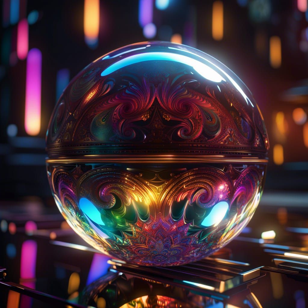 Ultra-detailed glass sphere refracting light - AI Generated Artwork ...