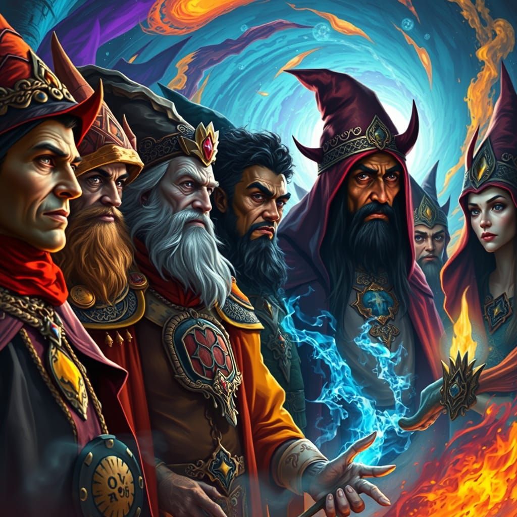 Warlocks of Every Race Gather in a Vibrant, Otherw... - AI Art