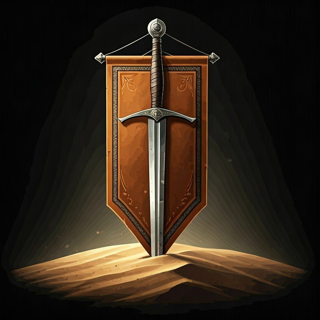 a medieval sigil - Sword Stabbing into Sand with Hyperreali...
