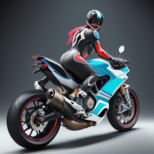 Woman on ducati bike - AI Generated Artwork - NightCafe Creator