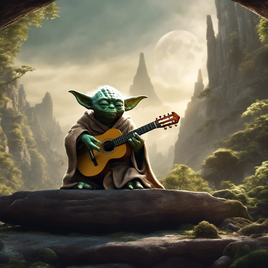 Yoda playing the guitar in Alderaan. - AI Generated Artwork - NightCafe ...