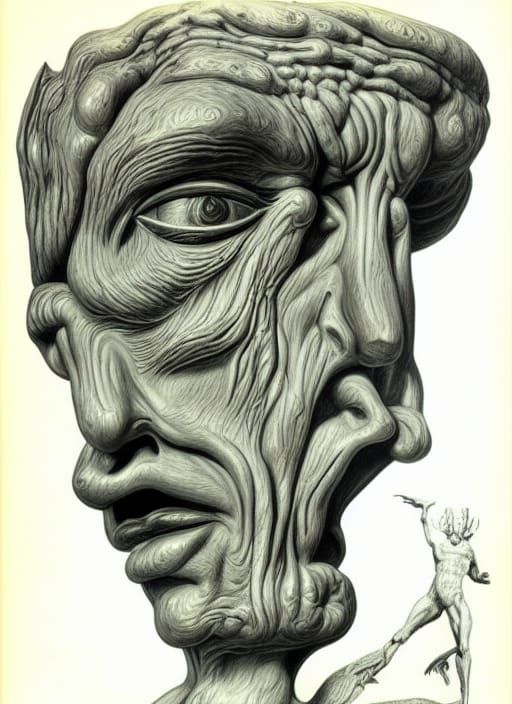 STRANGE AND BIZARRE SURREALIST SKETCH OF A SCULPTURE BY STANISLAW ...