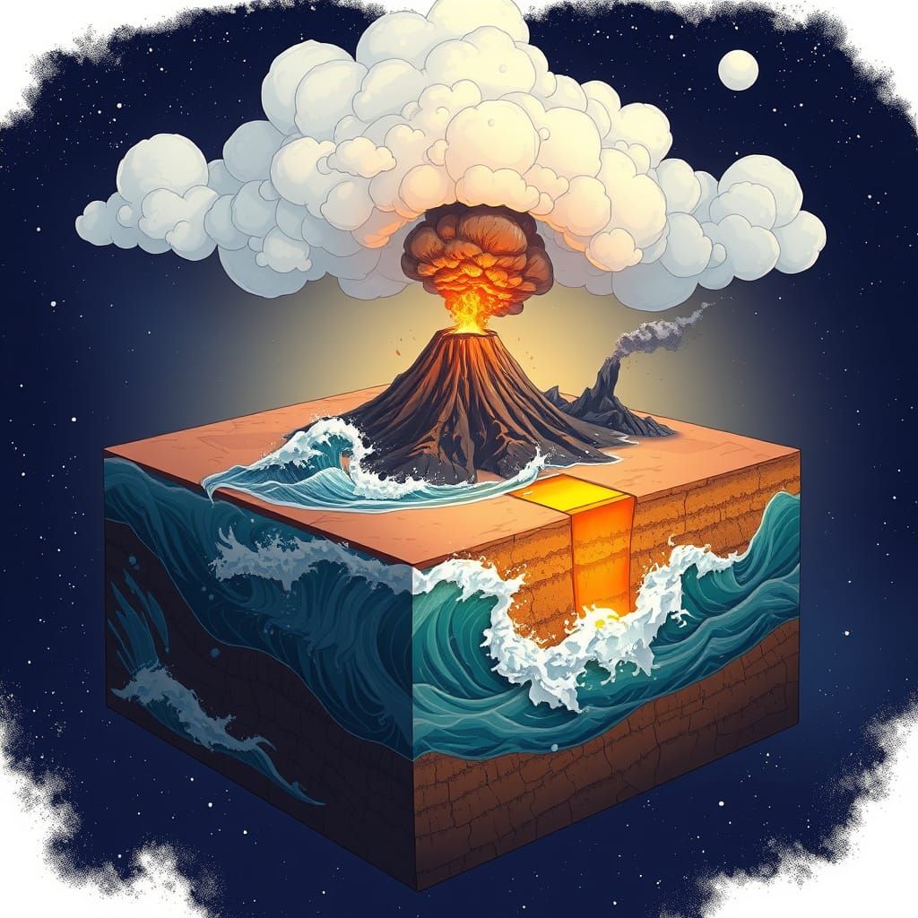 Earth's Crust in Turmoil: Vibrant Anime-Inspired C... - AI Art