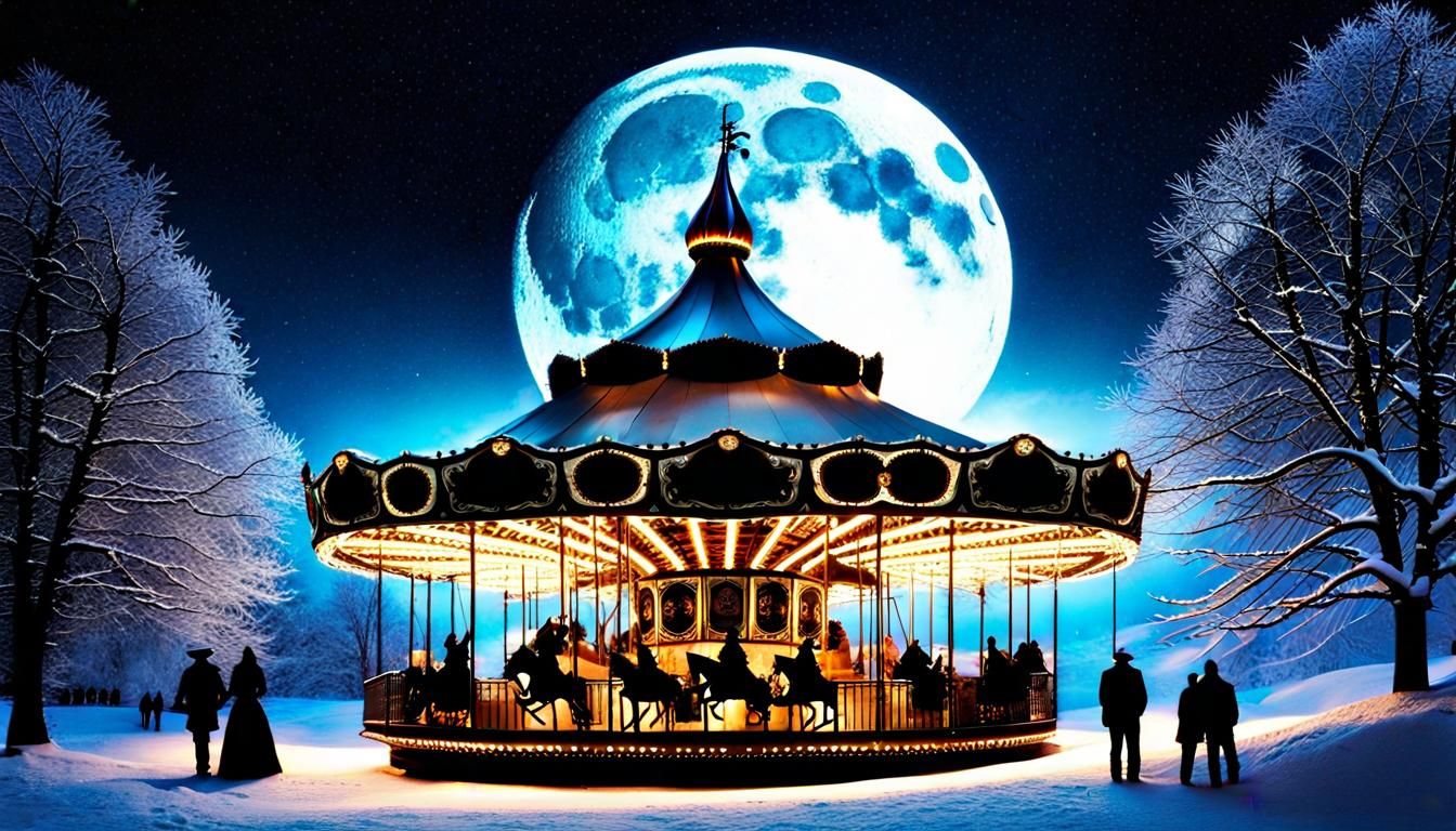 Carousel ride under the Moon - AI Generated Artwork - NightCafe Creator
