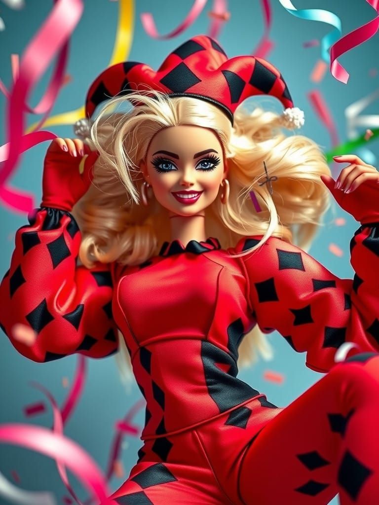 Barbie as Harley Quinn - Vibrant Harley Quinn in Jester Sui...