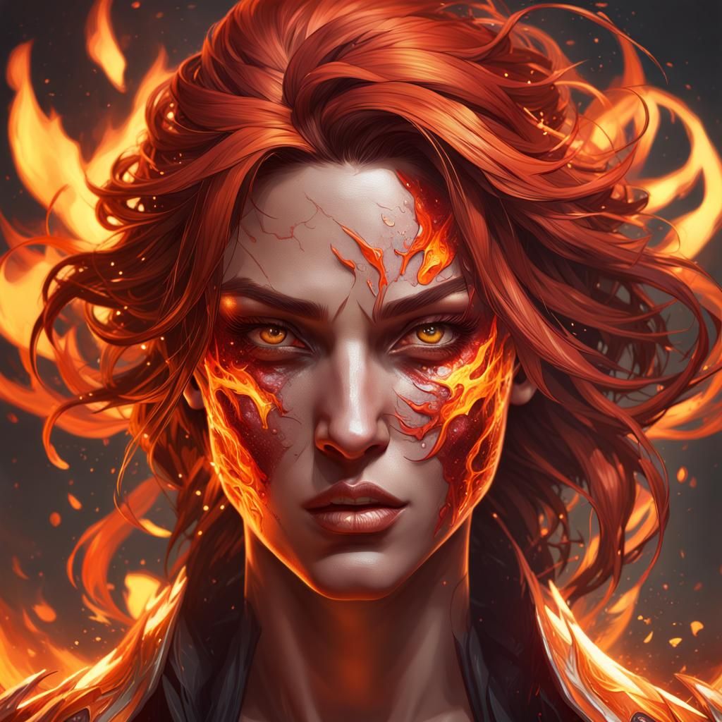 Rage 3 - Fiery Rage Portrait in Hyperdetailed Style