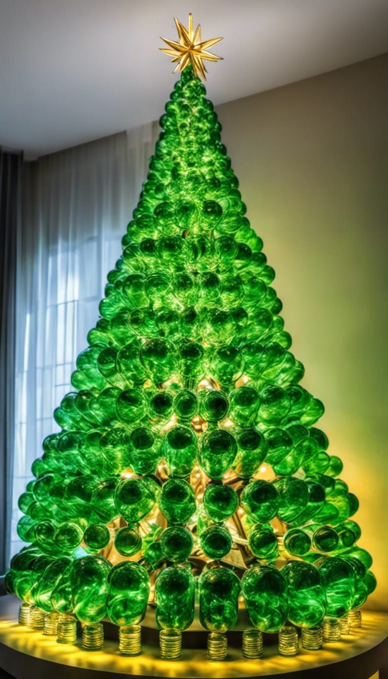 Christmas Tree made out of green plastic bottles - AI Generated Artwork ...