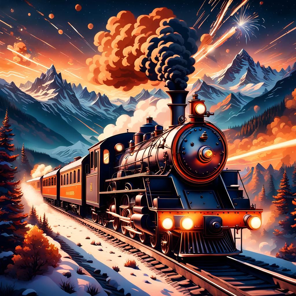 Steam train in the sky - Futuristic Steam Train Soars Throug...