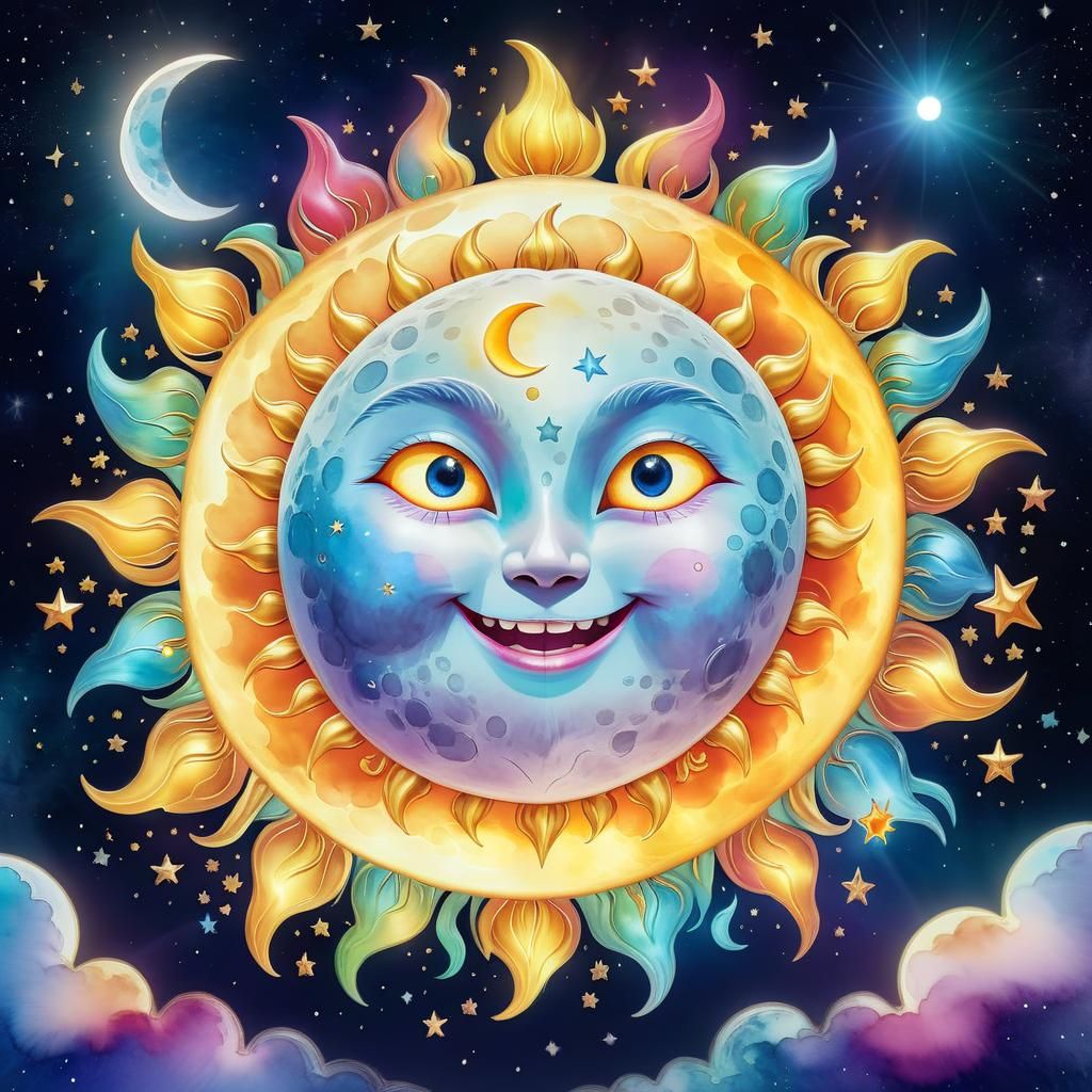 Happy Sun-Moon Hybrid? - AI Generated Artwork - NightCafe Creator