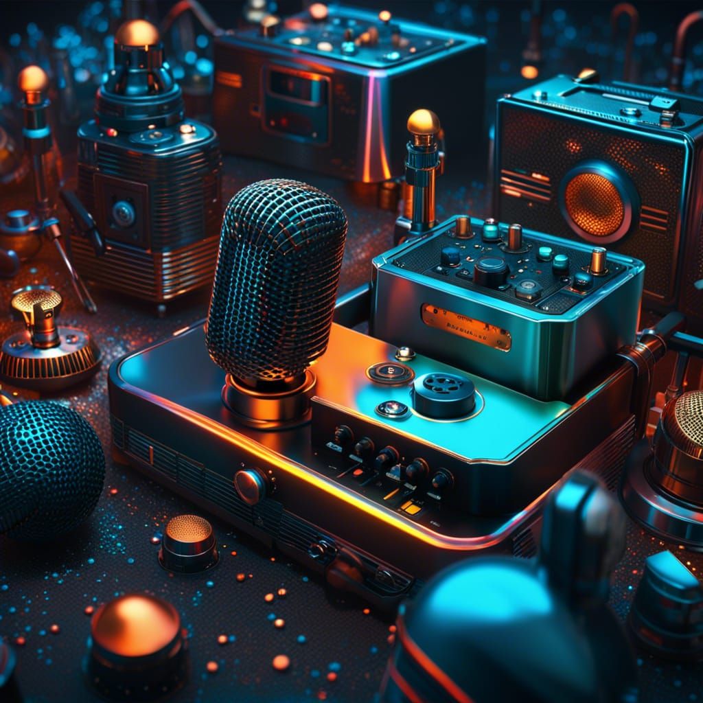 Music boxes microphone radio dj party Magical landscape 12 - AI ...