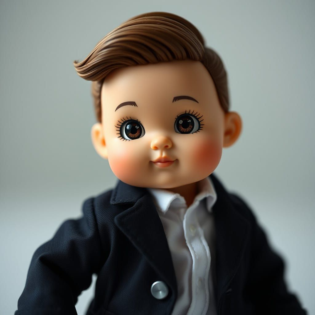 a FAT DOLL - Chubby Doll in Business Attire, Close-up Portra...