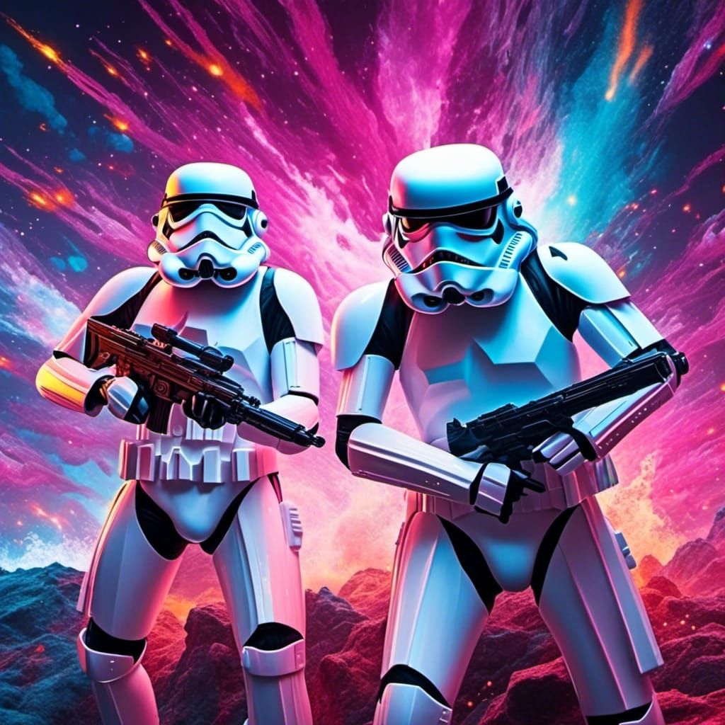 Hip Hop Stormtroopers DJing at Futuristic Rave - AI Art