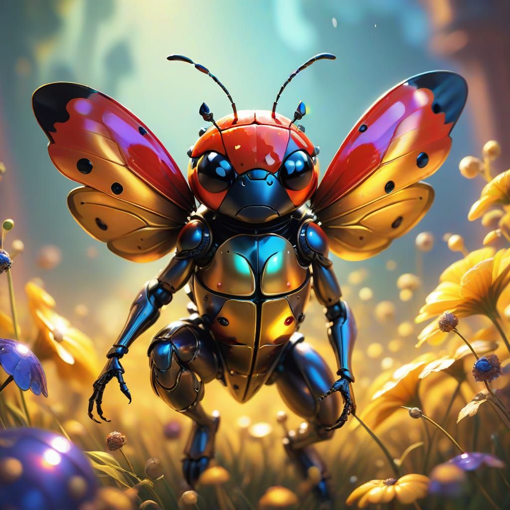 Hyperrealistic Ladybug Alien in Vibrant, Gradient ... - AI Art