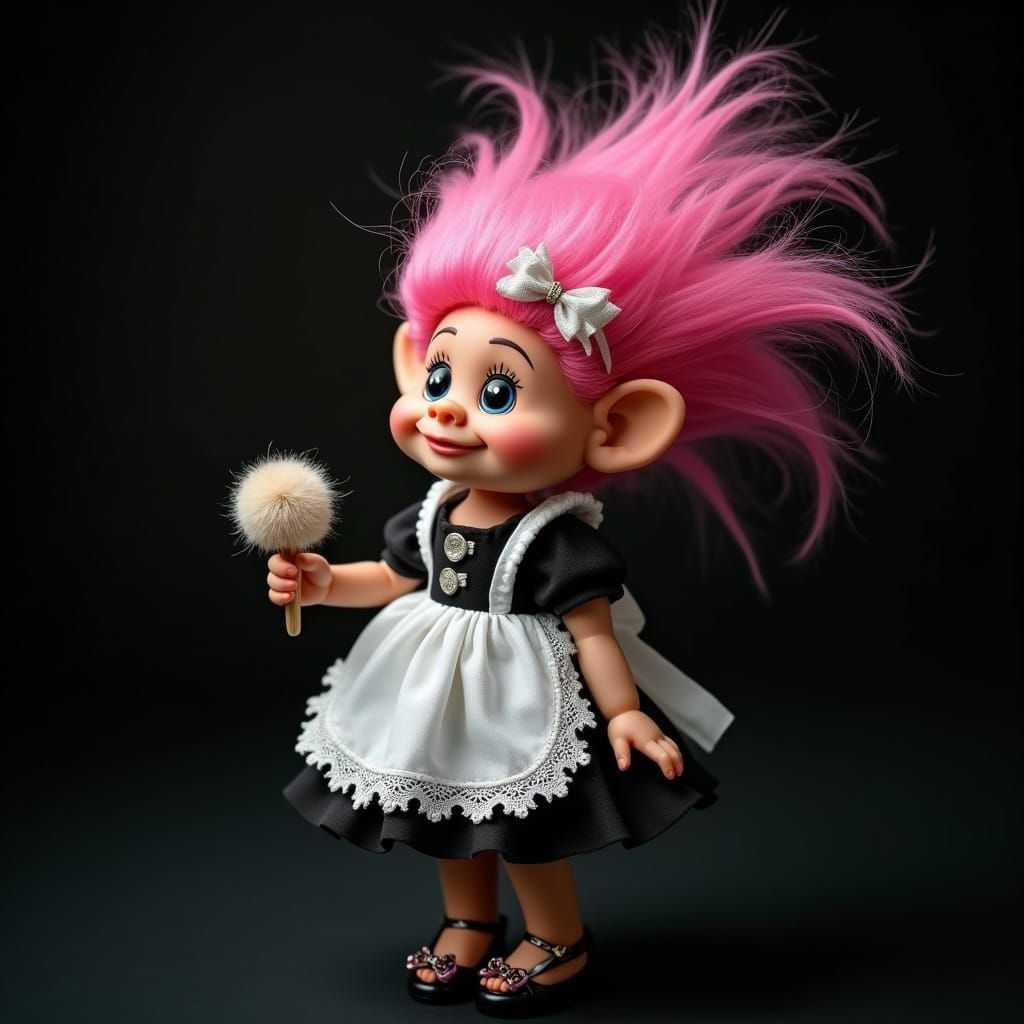 Elegant Troll Doll in French Maid Outfit with Dust... - AI Art