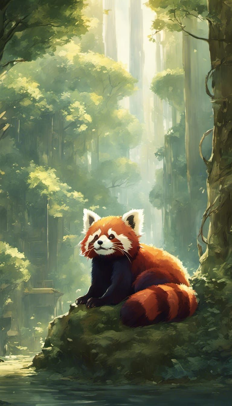 Cute Red panda Studio Ghibli, Anime Key Visual, by Makoto Shinkai, Deep ...