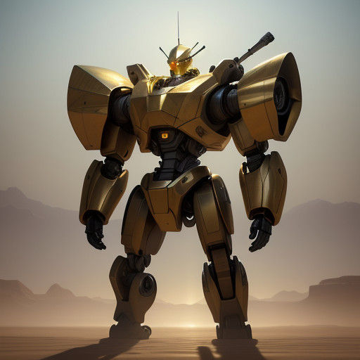 Ethereal Robot Silhouette in a Futuristic Desert C... - AI Art