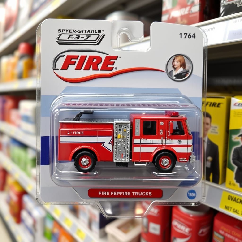 1:64 Scale Diecast Red Fire Truck In A Blister Pack