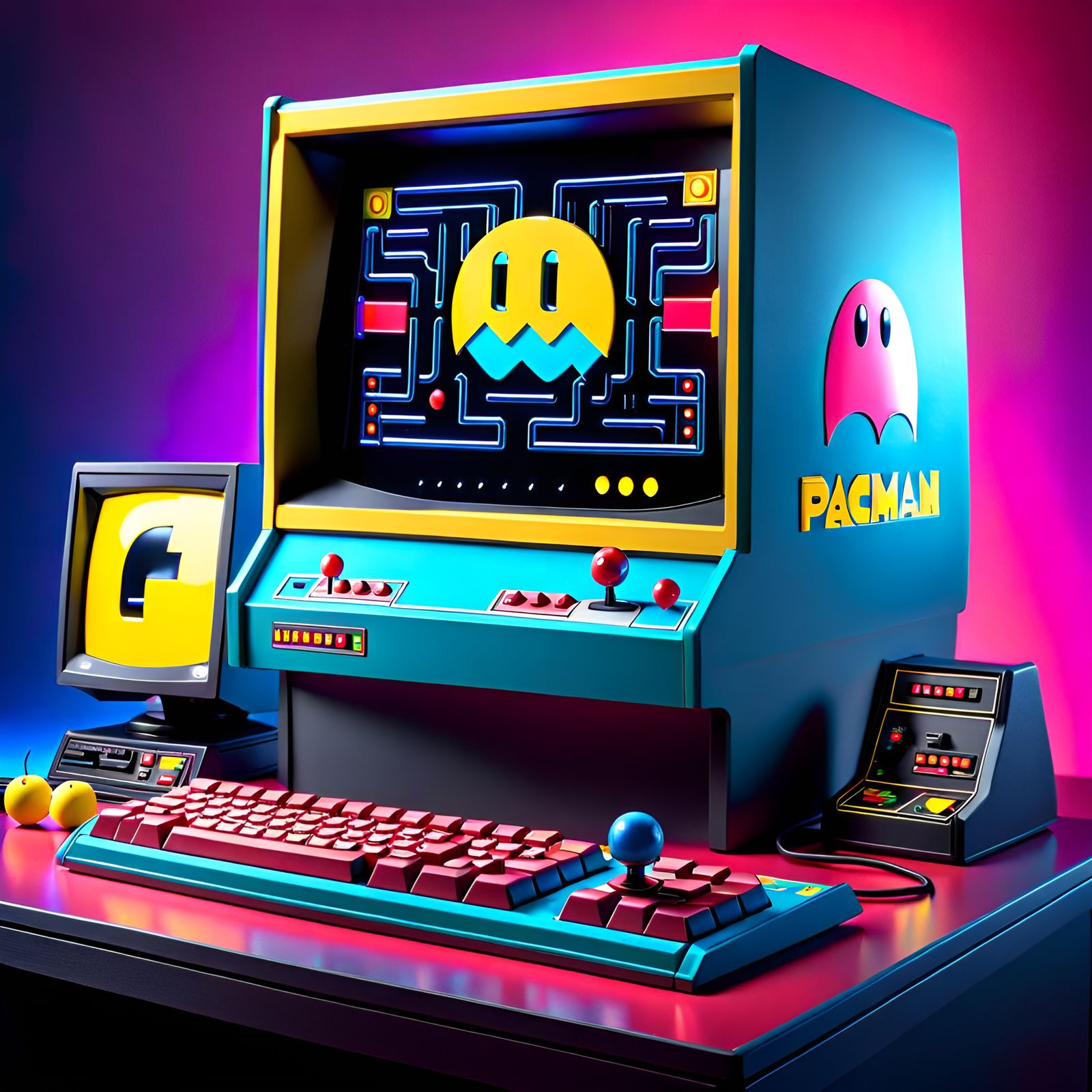 1980's Gaming Computer Setup - AI Generated Artwork - NightCafe Creator