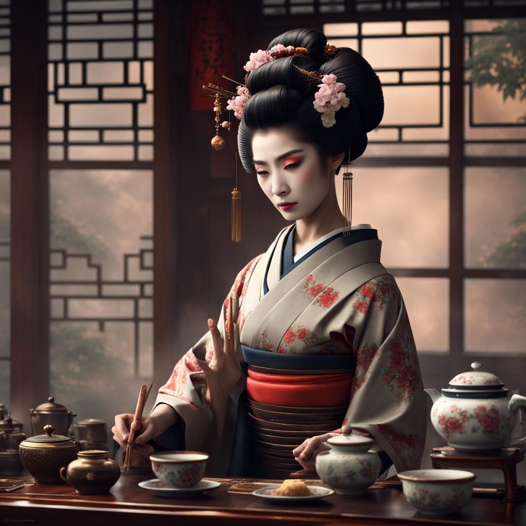 Geisha at work - AI Generated Artwork - NightCafe Creator