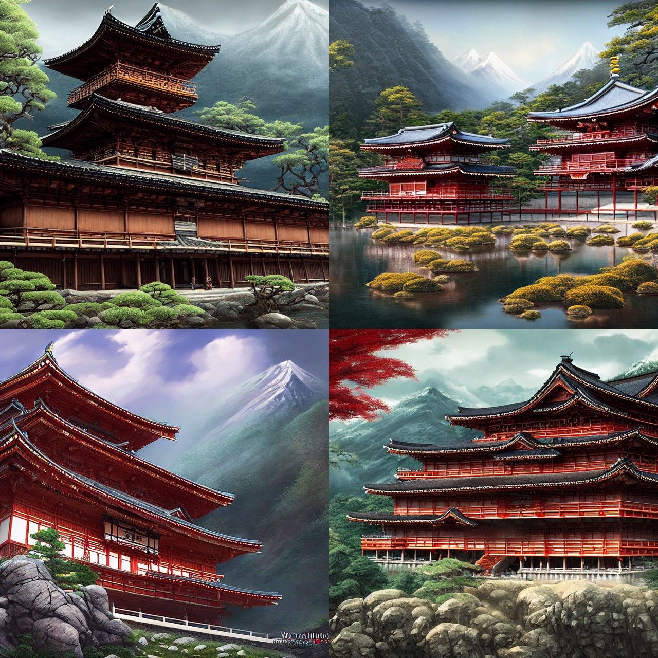 Shogun palace in the Mountains - AI Generated Artwork - NightCafe Creator