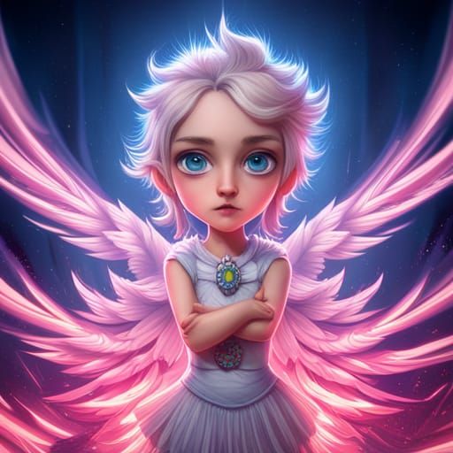 "overdetailed close-up of a furry chibi blue, explosion of pink ...