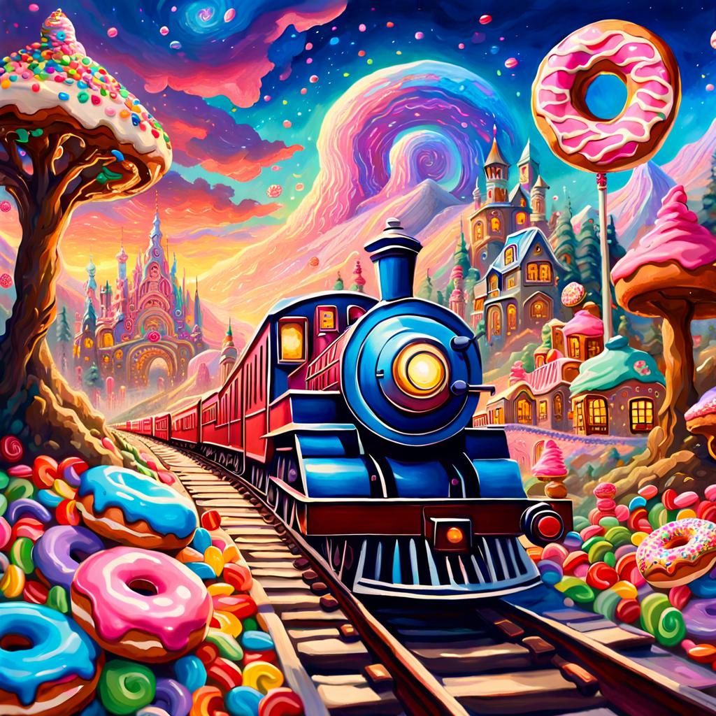 Train Passing Through Candy & Donut Land - AI Generated Artwork ...