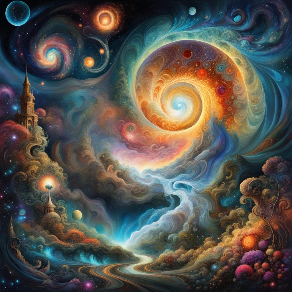Swirling Galactic Dreamscape, breathtaking cosmic dreamscape with ...