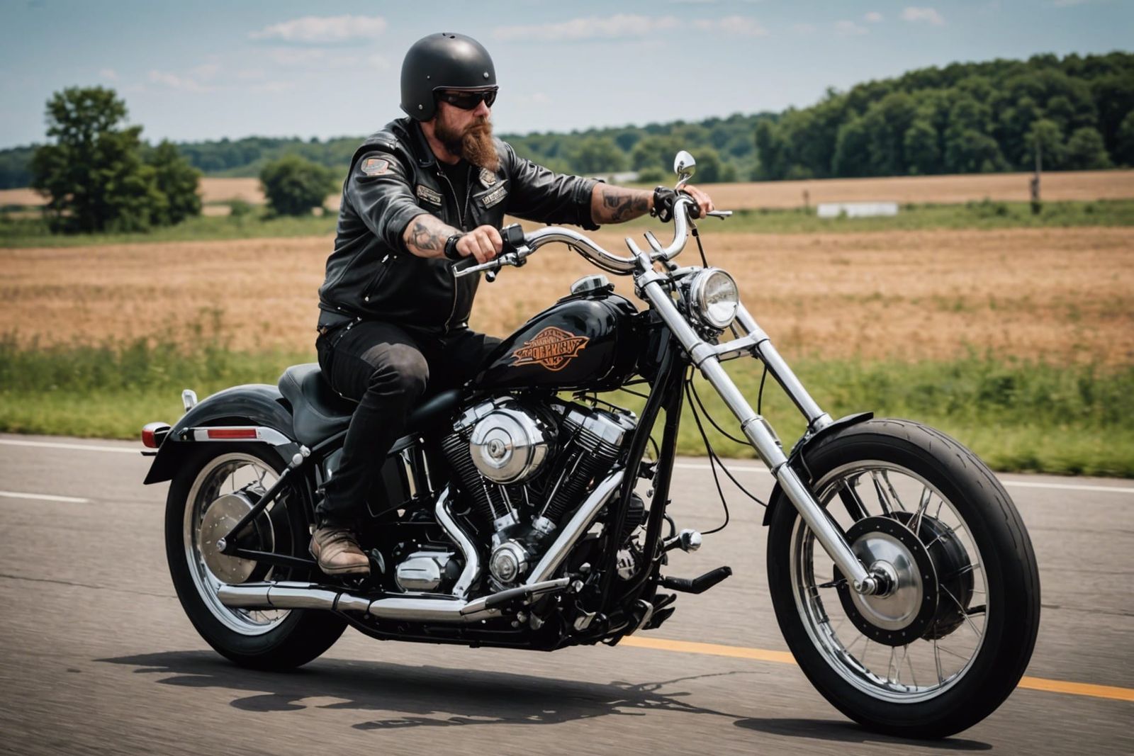 outlaw biker on a harley davidson chopper - AI Generated Artwork ...