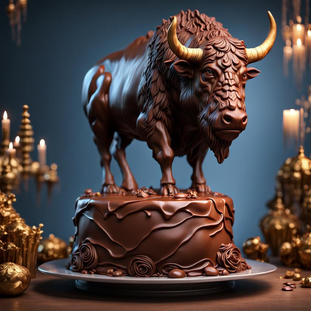 magnificent wisent (European wood bison) chocolate cake - AI Generated ...