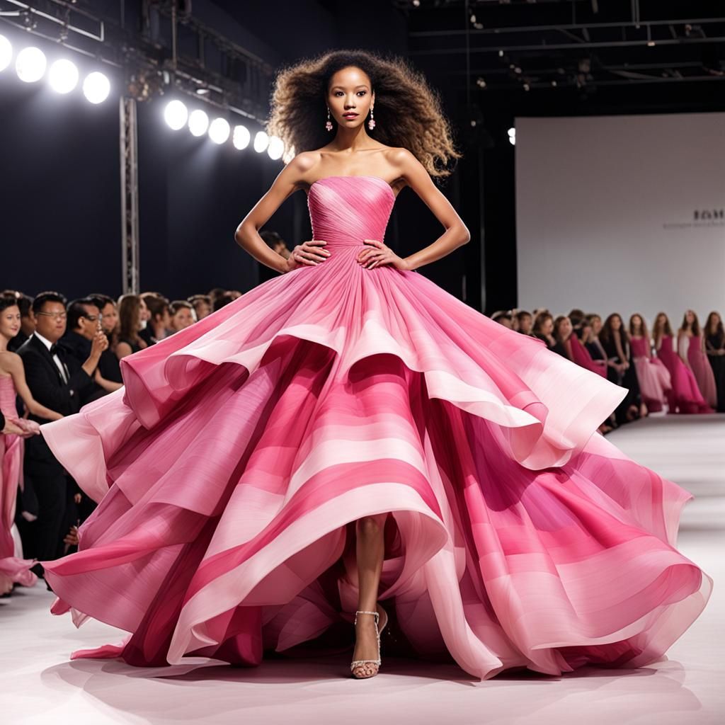 Dhades Of Pink Wide Evening Gown Realistic & Simple. Redone. - AI ...