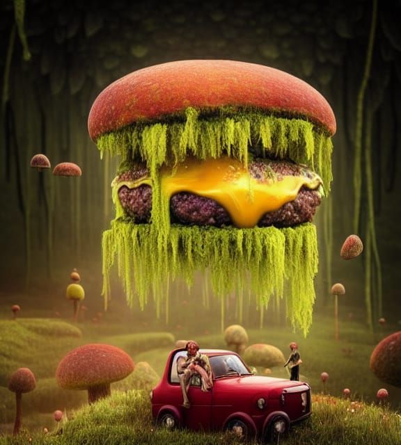 The raining burger - AI Generated Artwork - NightCafe Creator