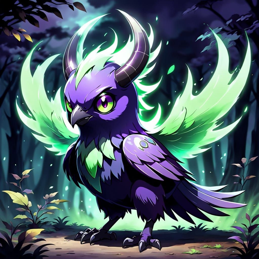 Majestic Ghost Bird Fakemon with Horned Strength - AI Art