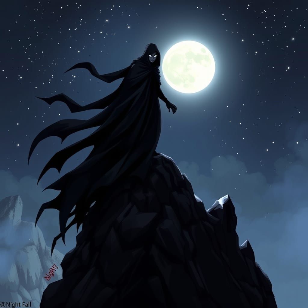 Brooding Figure in Starry Night Sky - AI Art