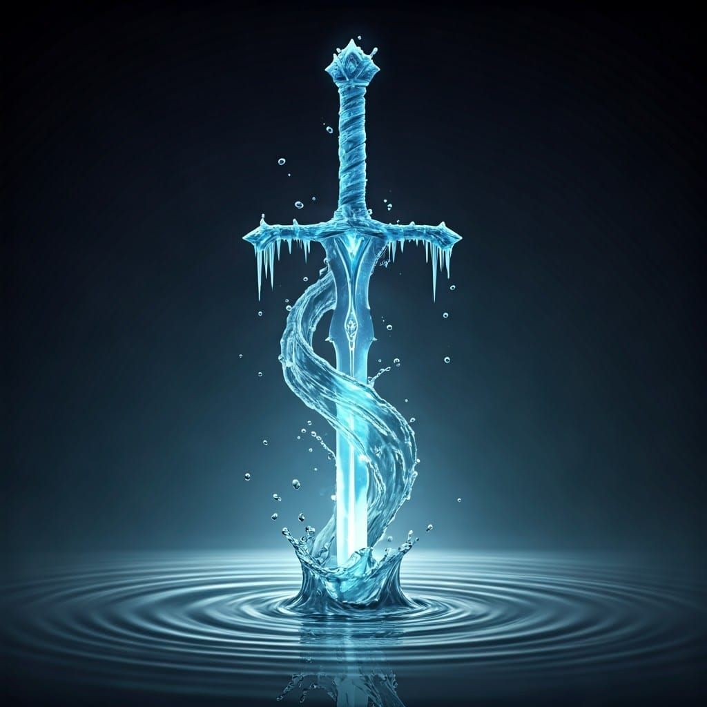 Water Sword - Ethereal Water Sword in a Dark, Mystical Void