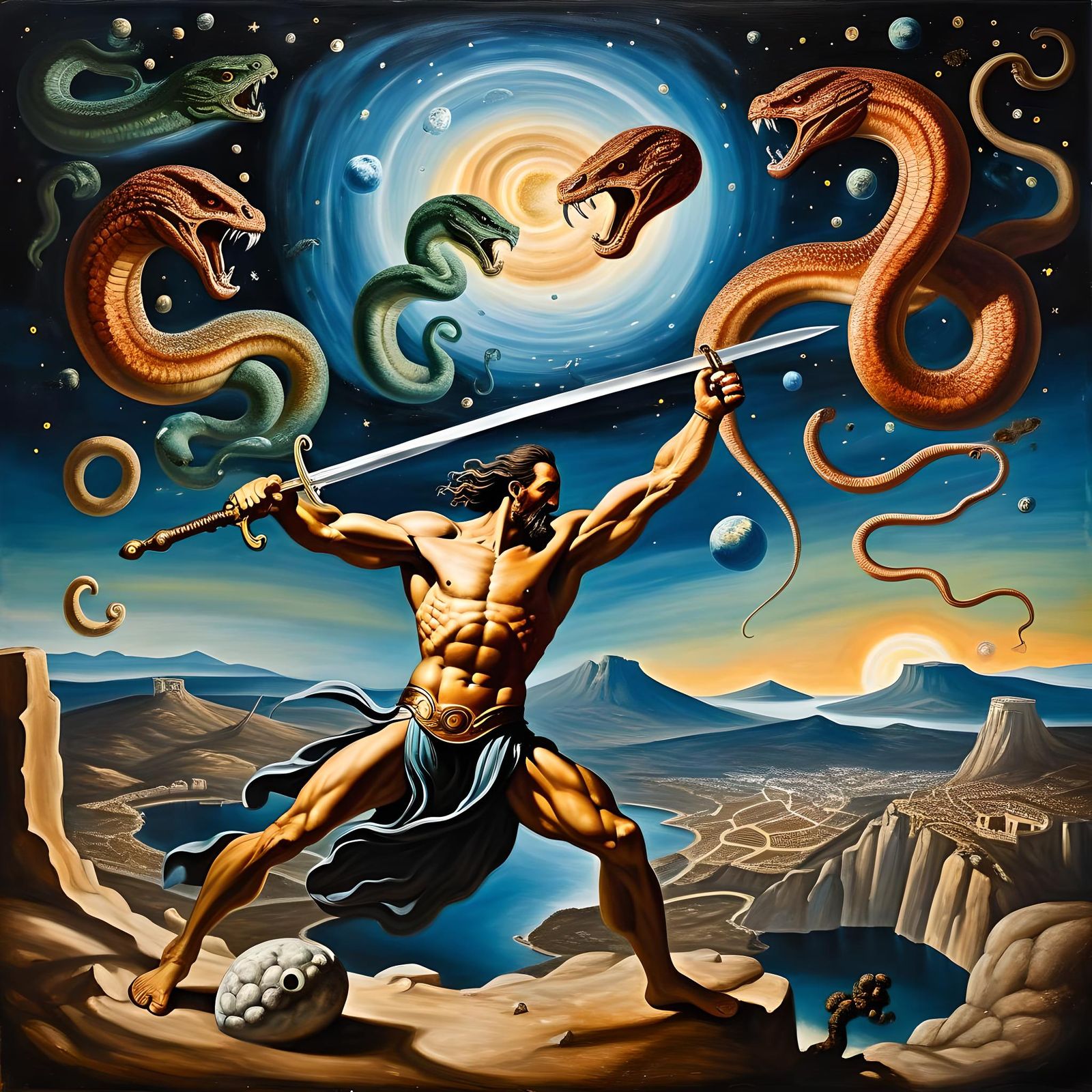 Hercules And Hydra - AI Generated Artwork - NightCafe Creator