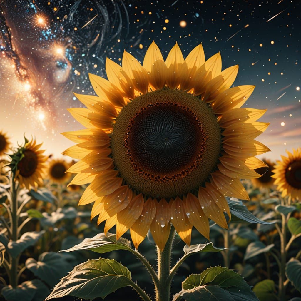 For @Hima___ - Celestial Sunflower in Whimsical Dreamscapes