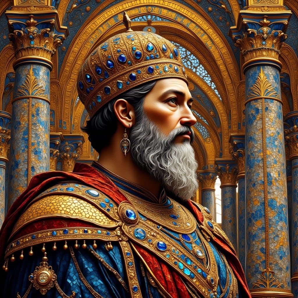 Regal portrait of Constantine IX - Byzantine Emperor in Gold...