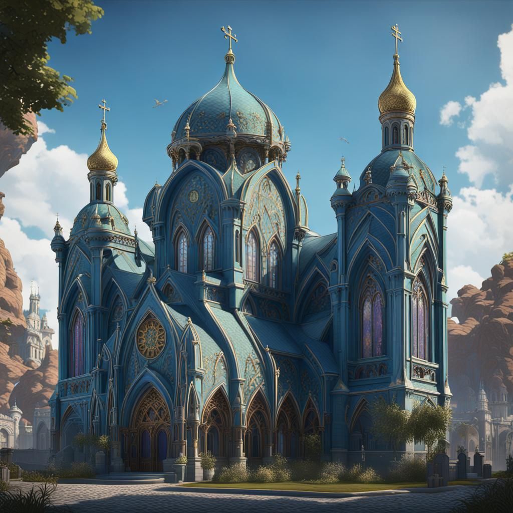Hybrid Art Nouveau + Gothic Revival Eastern Orthodox Church - AI Generated Artwork - NightCafe ...