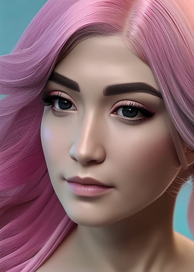 pink hair, pretty face : r/nightcafe