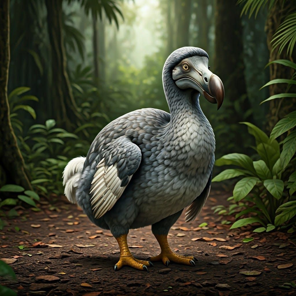 a National Geographic-style, scientifically accurate image of a dodo ...
