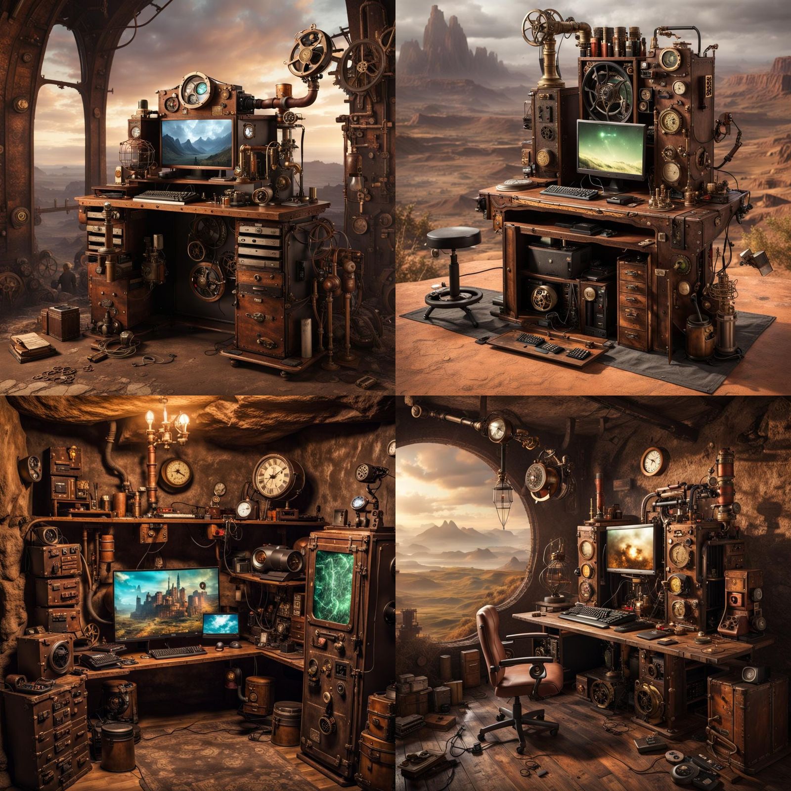 steampunk pc setup - AI Generated Artwork - NightCafe Creator