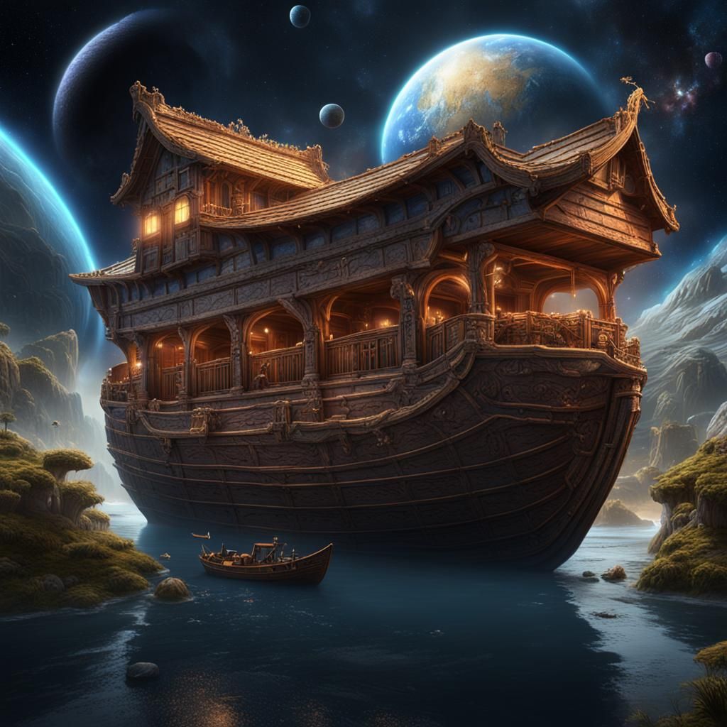 Noah's Ark in space - AI Generated Artwork - NightCafe Creator