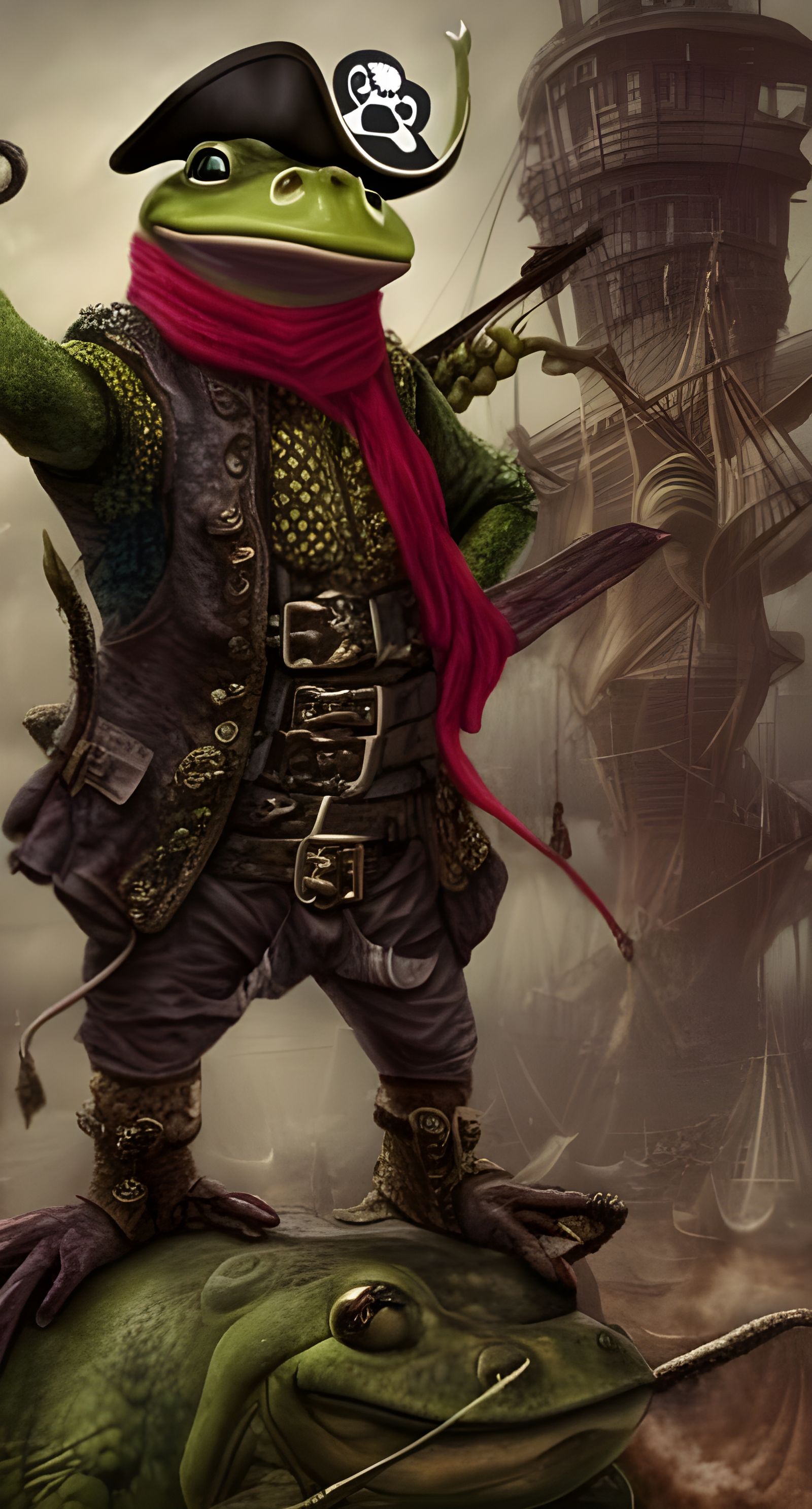 Freddie Flintlock, Dread Captain of the Rusty Ribbiter, stands over his ...