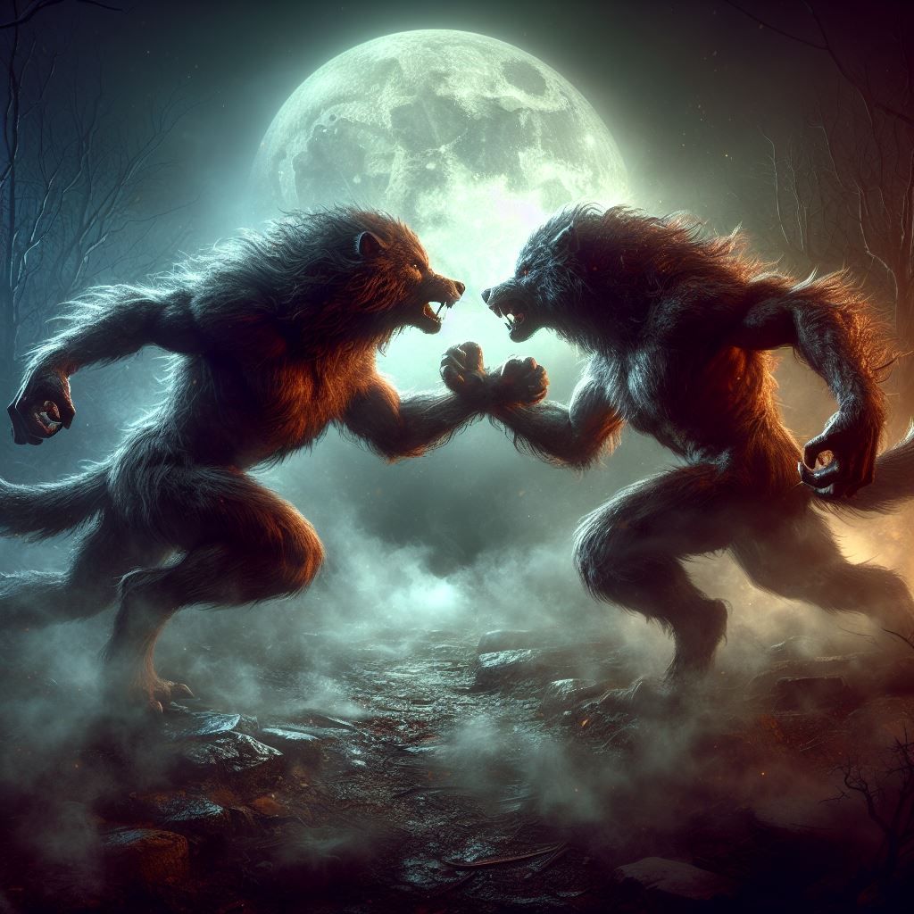 Werewolf Fight - AI Generated Artwork - NightCafe Creator